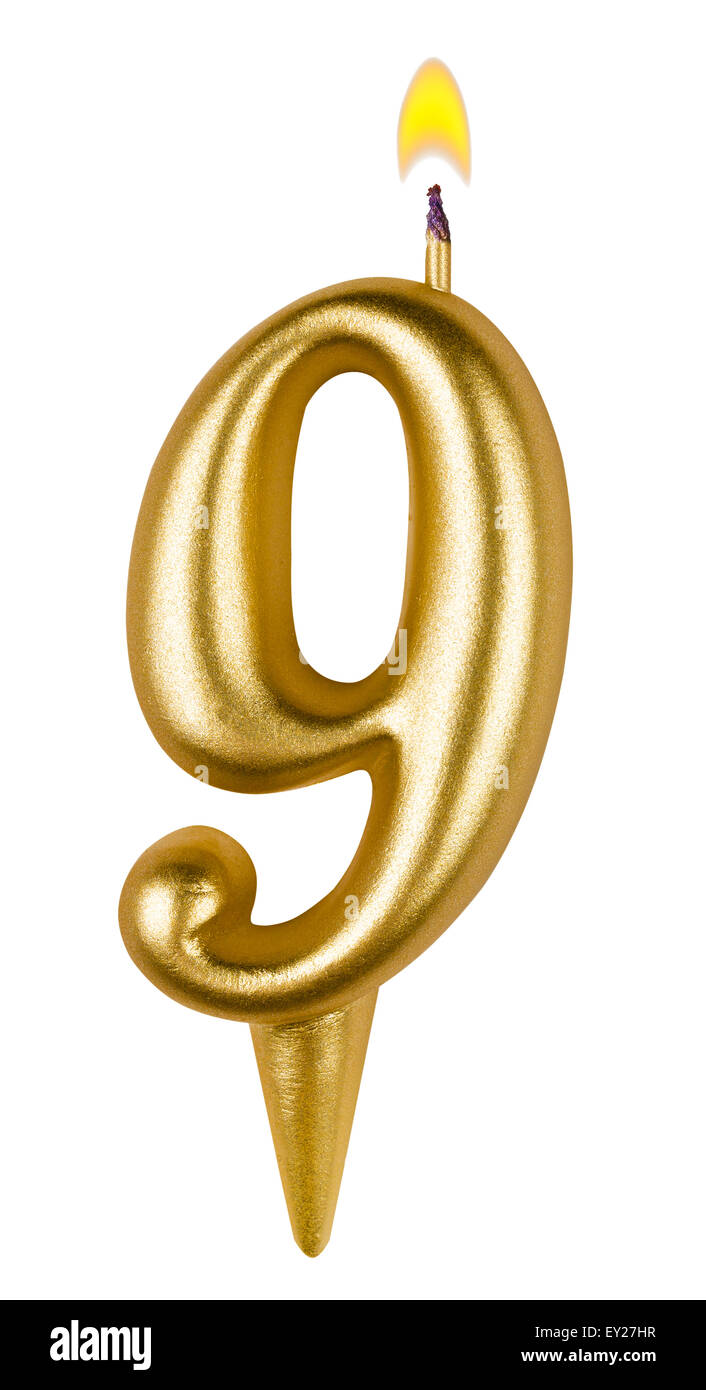 Birthday candles number nine isolated on white Stock Photo - Alamy