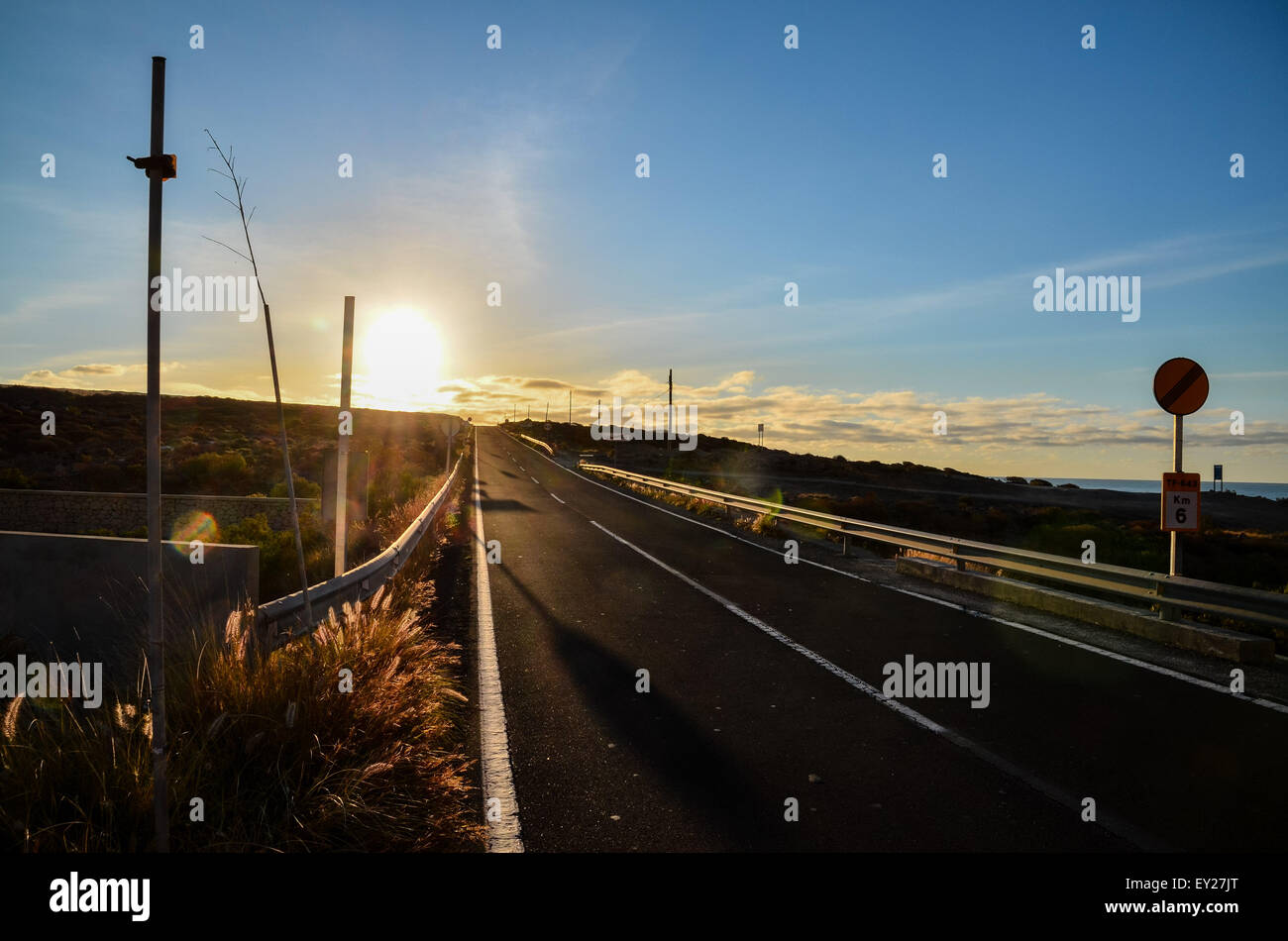 Long Lonely Road Stock Photo - Alamy