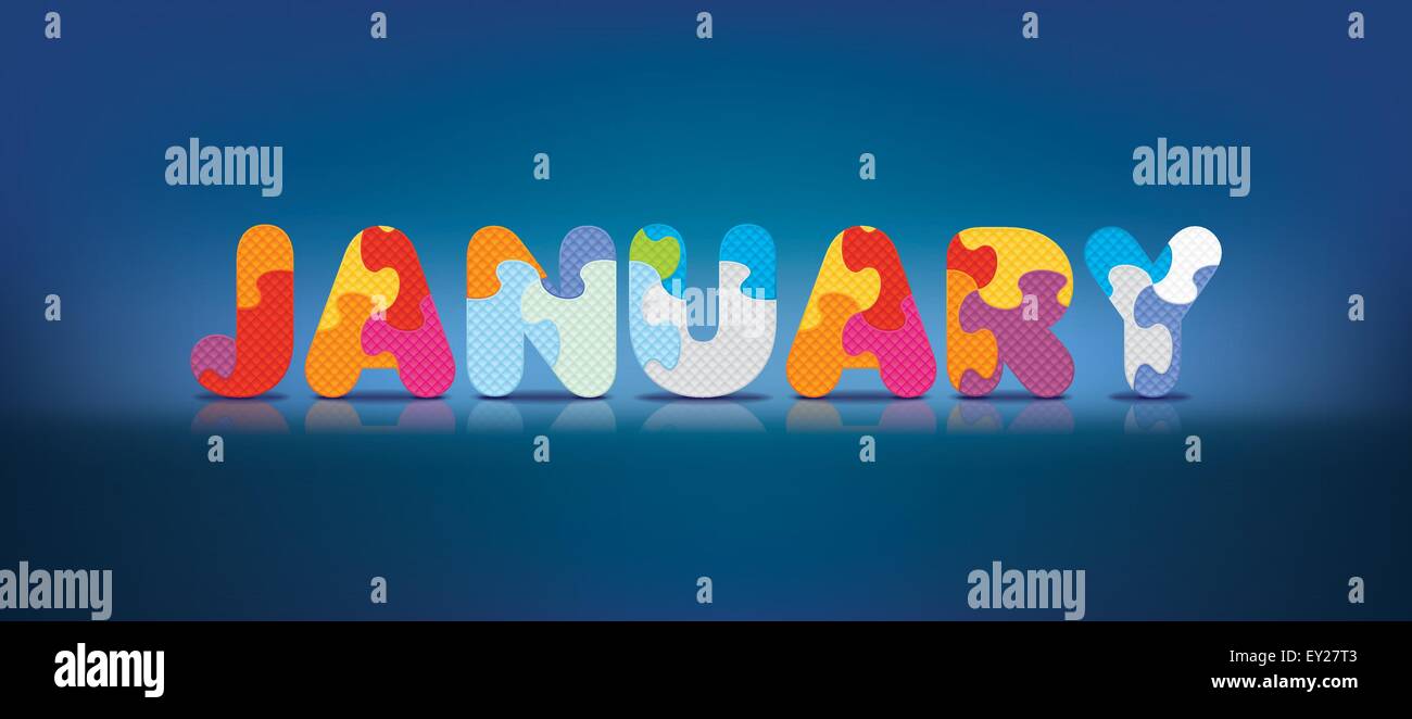 JANUARY written with alphabet puzzle - vector illustration Stock Vector ...