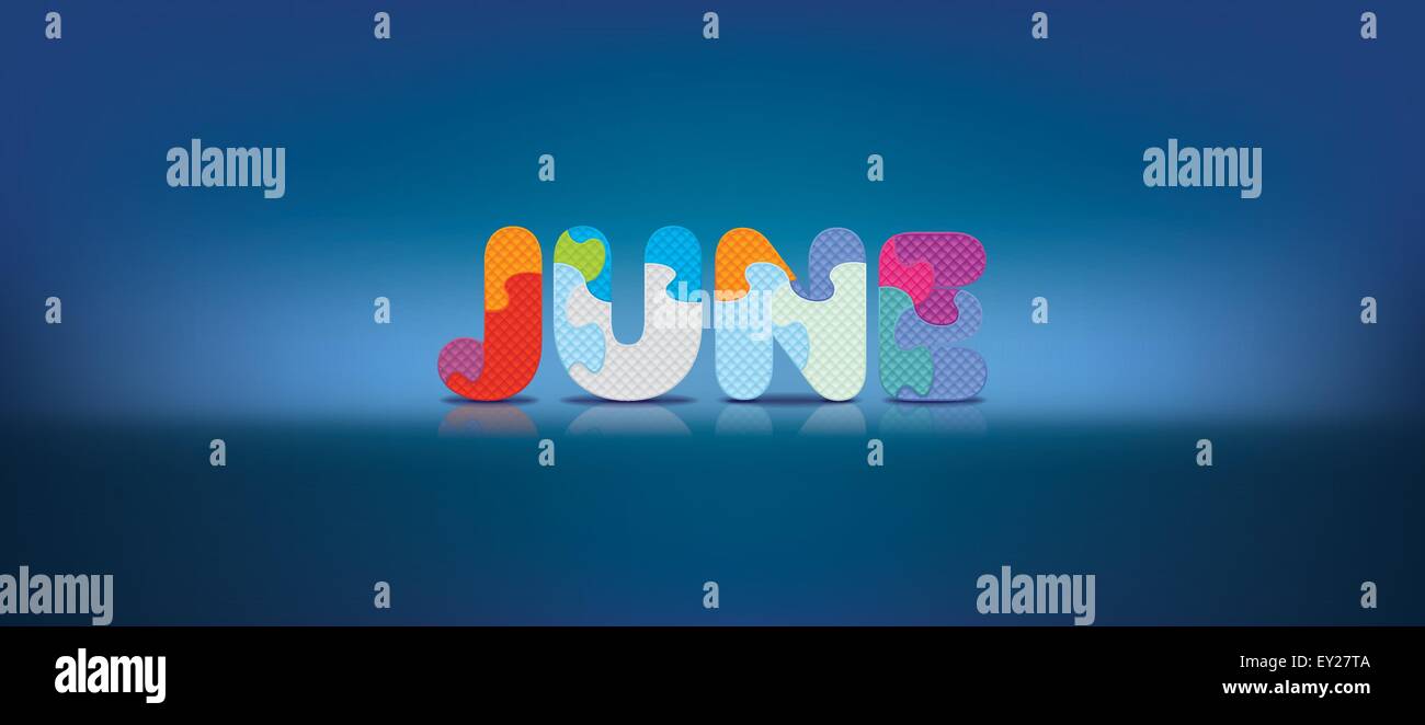 JUNE written with alphabet puzzle - vector illustration Stock Vector ...