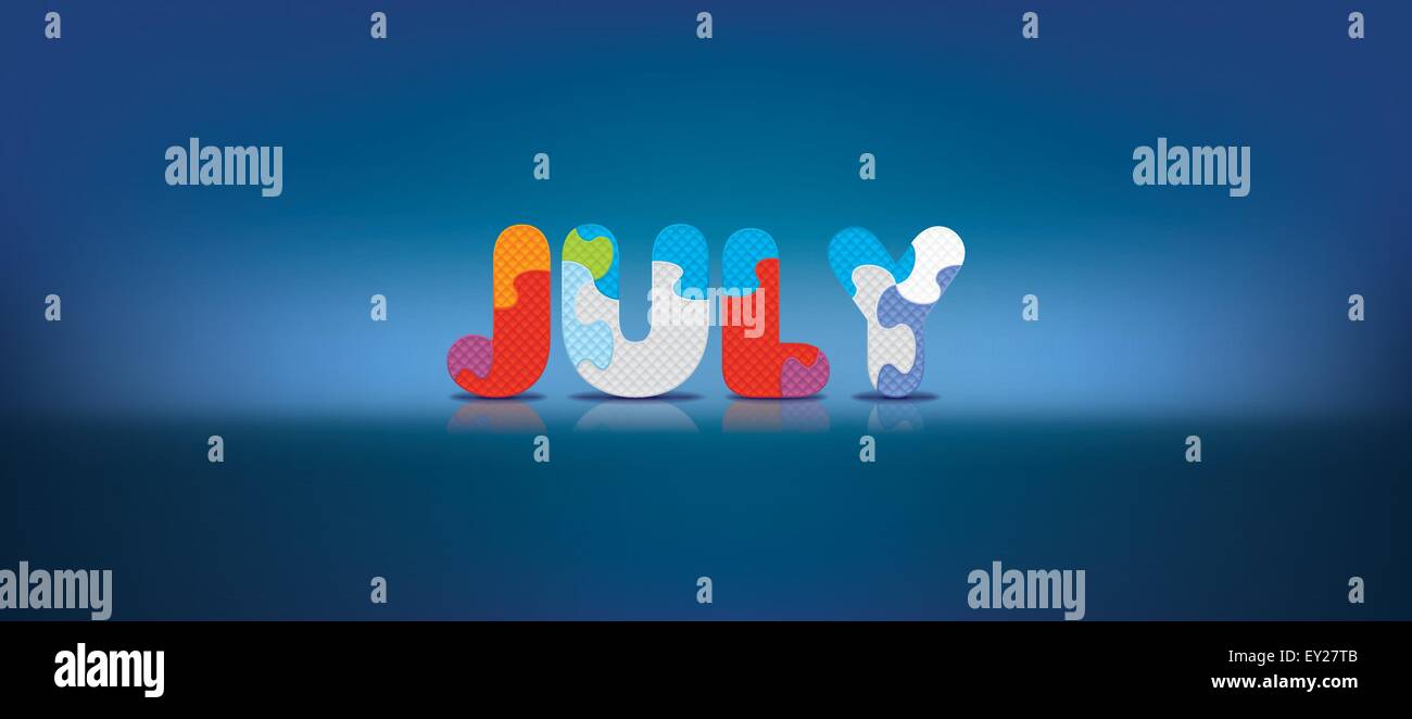 JULY written with alphabet puzzle - vector illustration Stock Vector ...