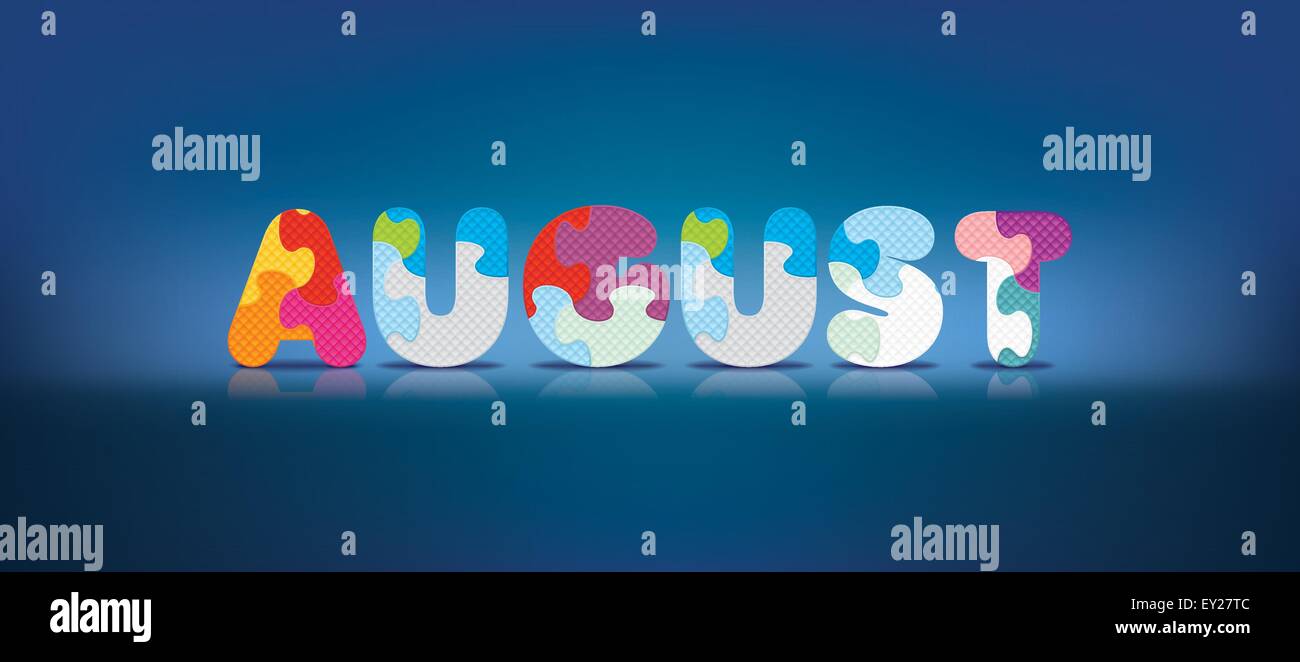AUGUST written with alphabet puzzle - vector illustration Stock Vector ...