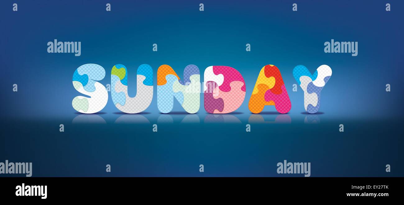 SUNDAY written with alphabet puzzle - vector illustration Stock Vector ...