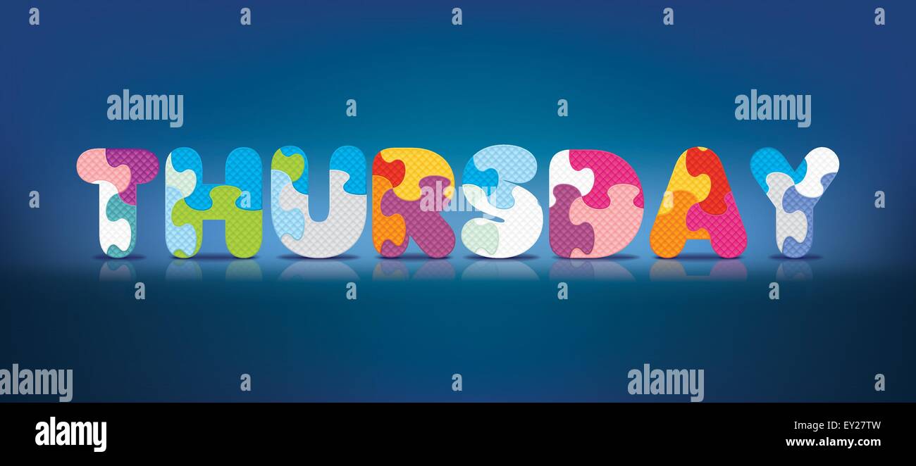 THURSDAY written with alphabet puzzle - vector illustration Stock ...