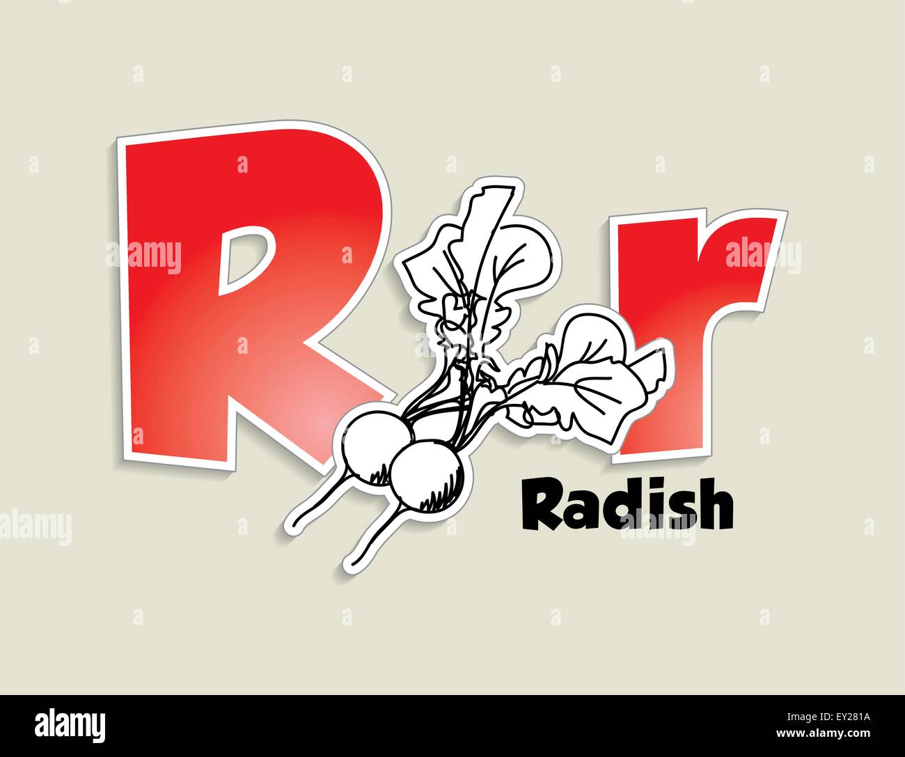 Fruits and vegetables alphabet - letter R - vector eps 10 illustration ...