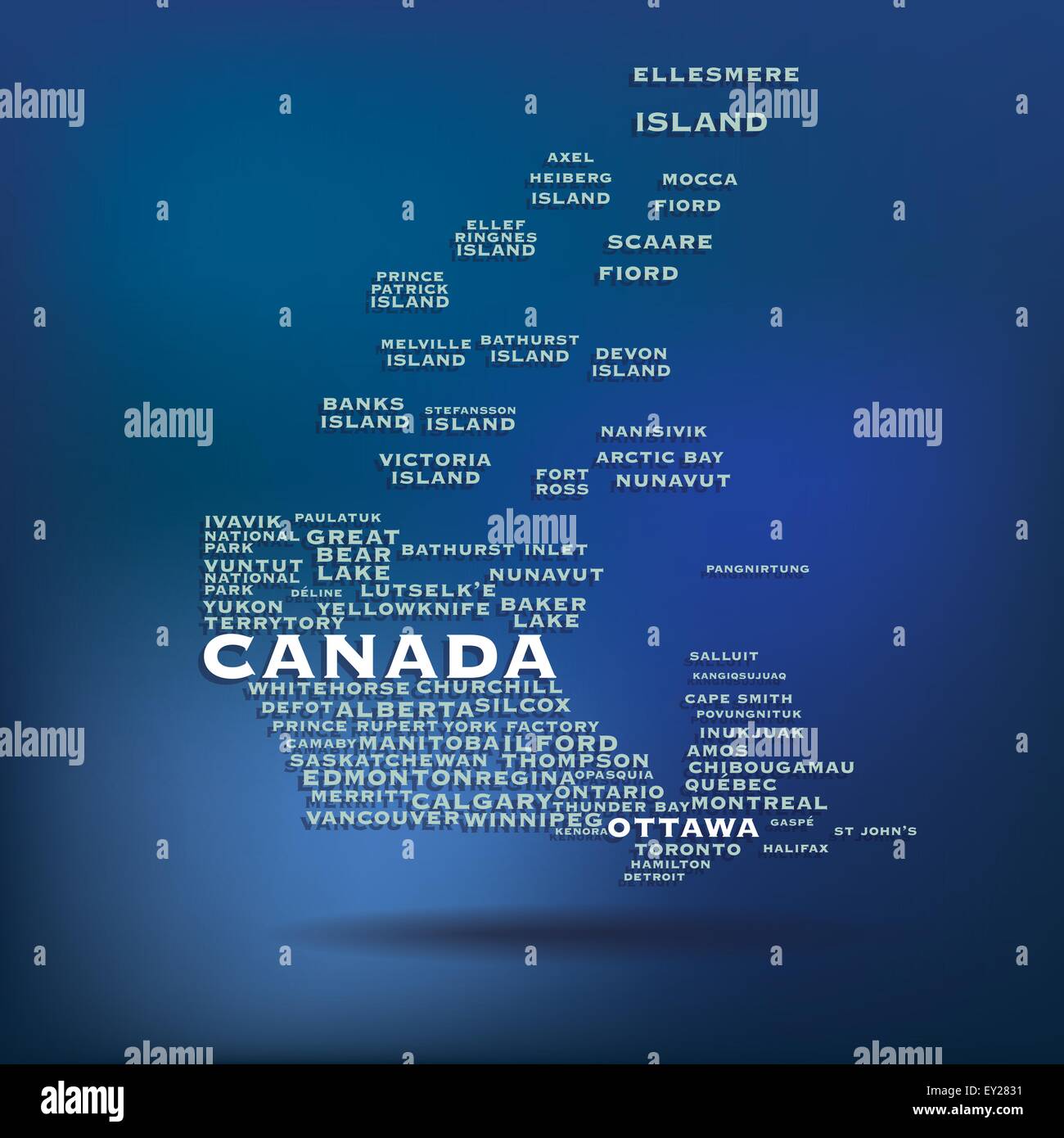 Canada map made with name of cities - vector illustration Stock Vector ...