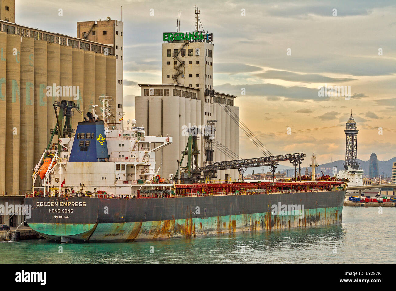 Rusty Old Ship Docked In Barcelona Spain Stock Photo - Alamy