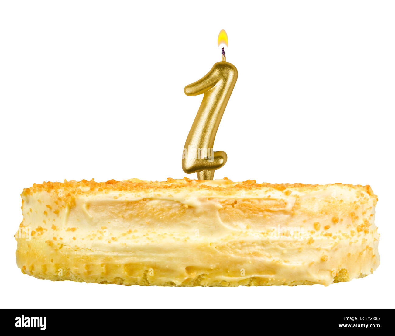 Birthday cake with a number 1 candle hi-res stock photography and ...