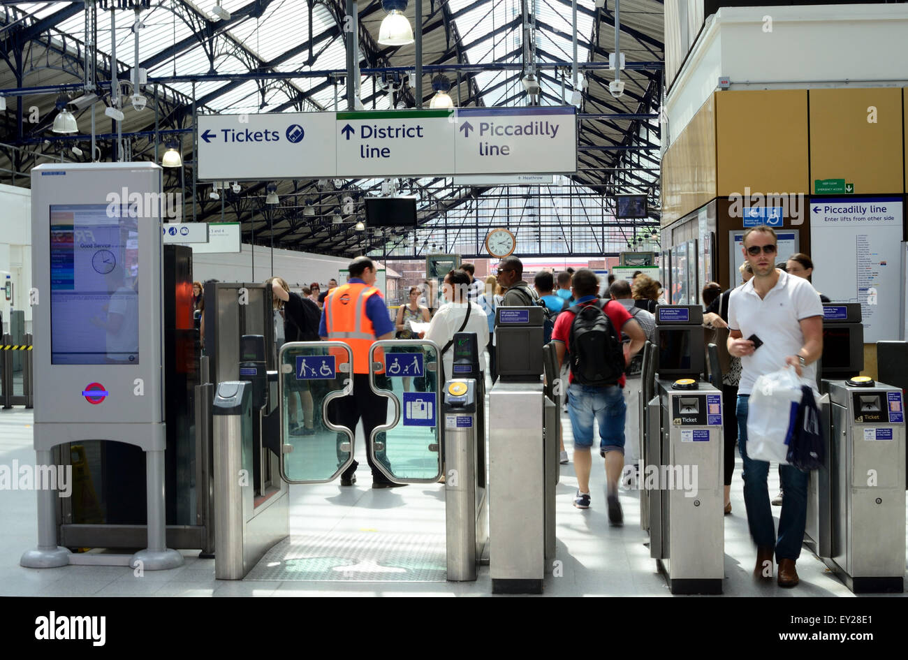 Ticket barriers at Earls Court London Underground Station Stock Photo ...