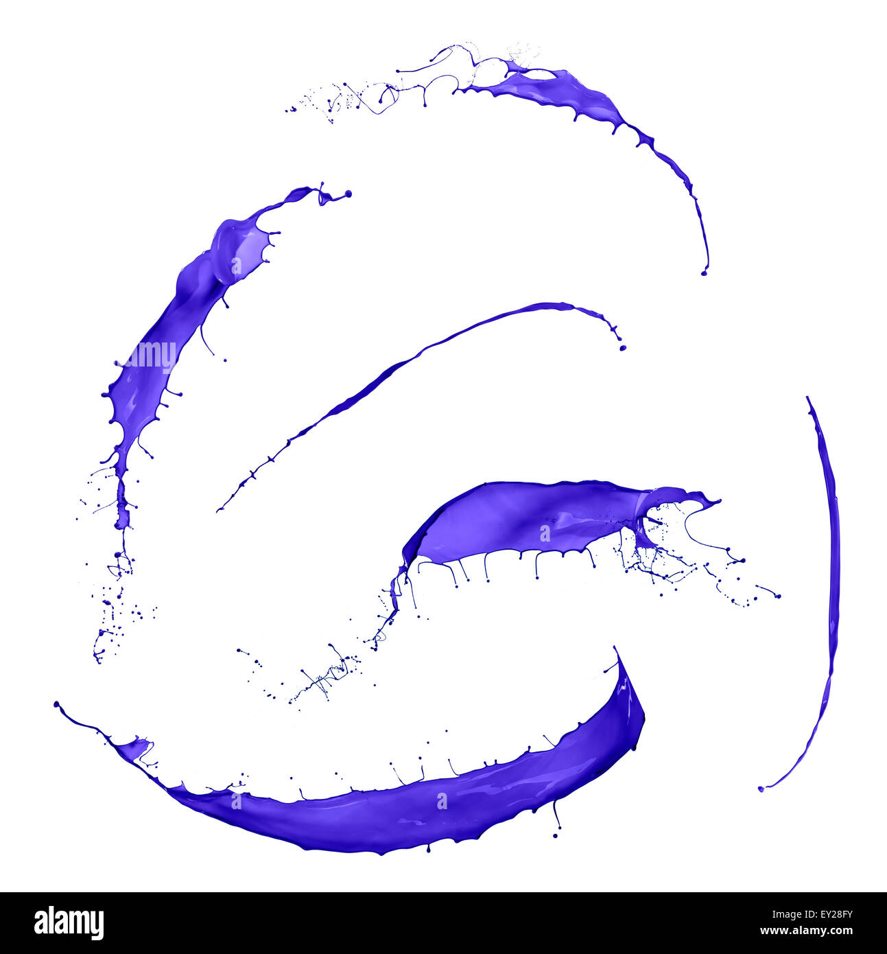 collection of purple paint splashes isolated on white background Stock ...