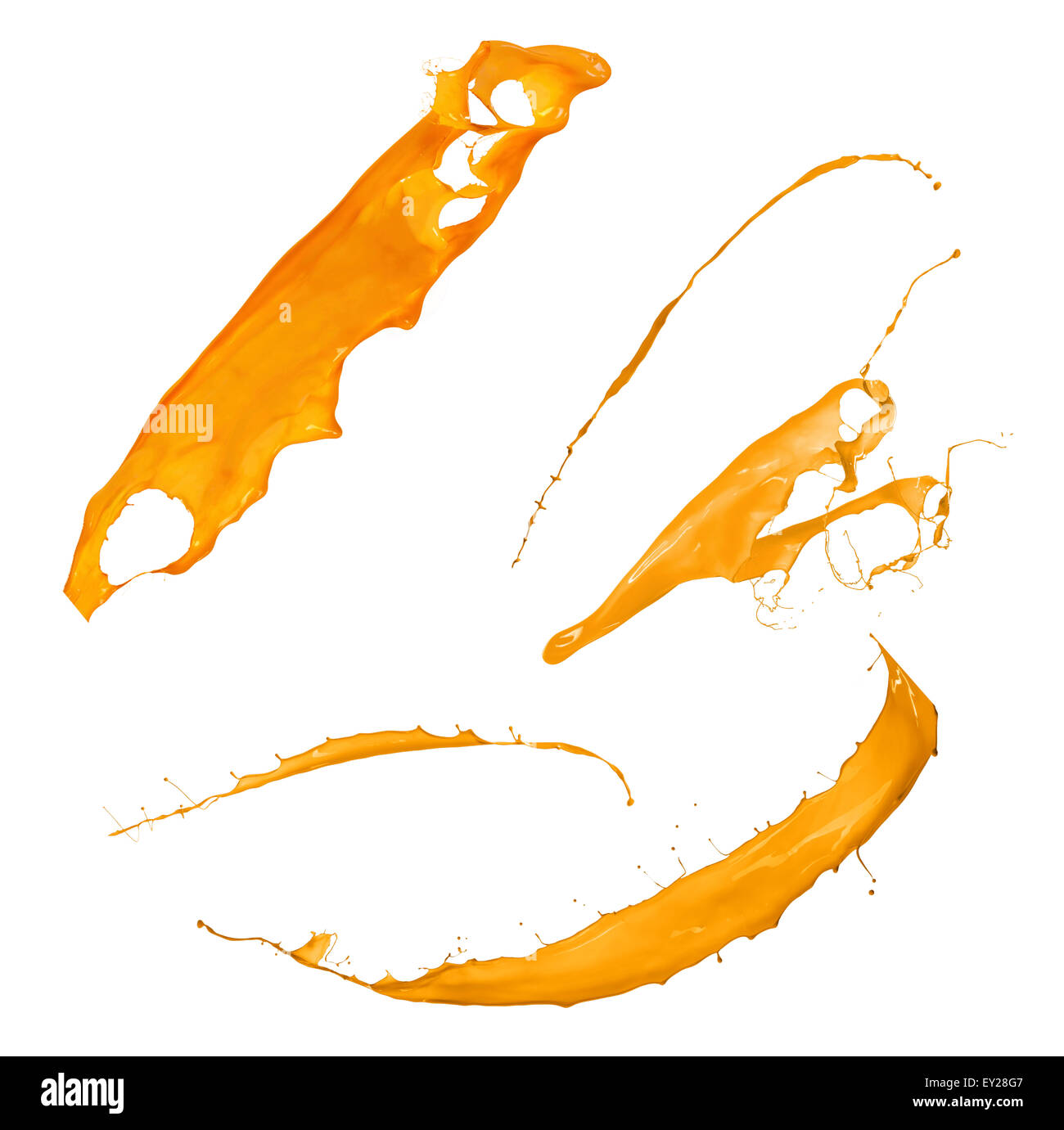 perfect splashes of orange paint isolated on white background Stock ...