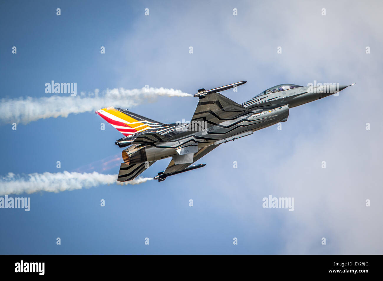 Belgium F-16 fighter jet display aircraft, blue sky Stock Photo - Alamy