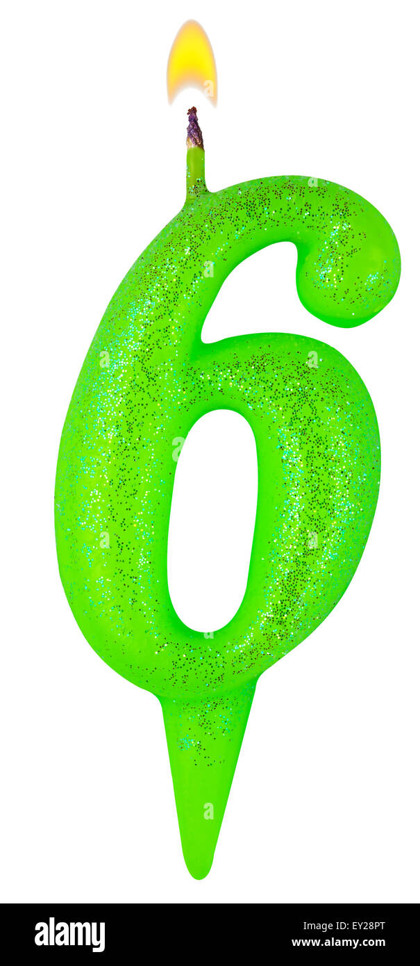 Birthday candles number six isolated on white Stock Photo - Alamy