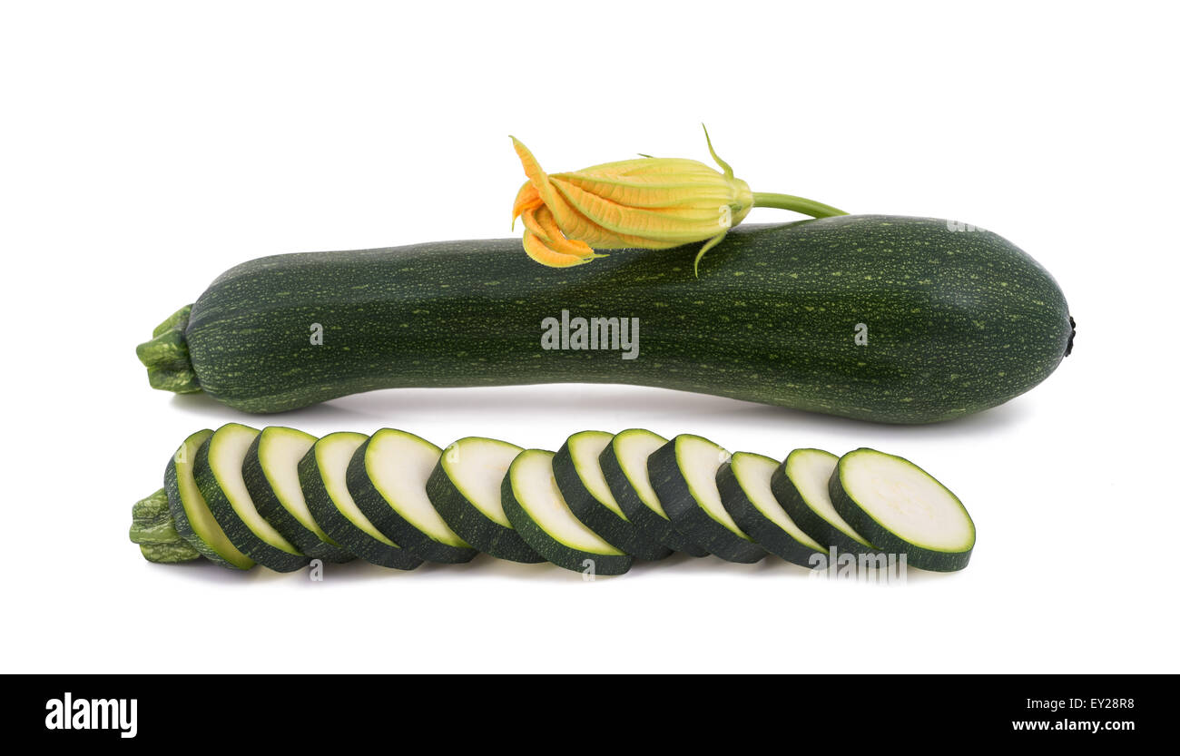 green fresh zucchini isolated on white background Stock Photo - Alamy