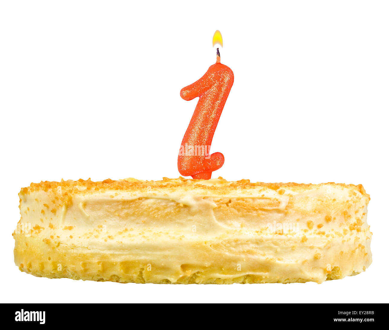 birthday cake with candles number one isolated Stock Photo - Alamy