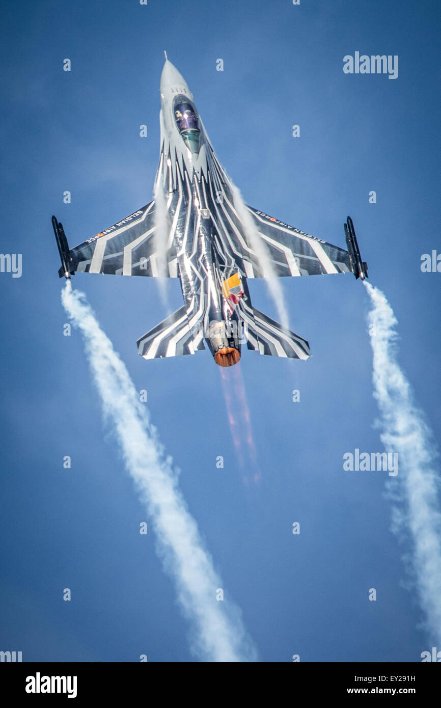 Belgium F-16 fighter jet display aircraft, blue sky Stock Photo - Alamy
