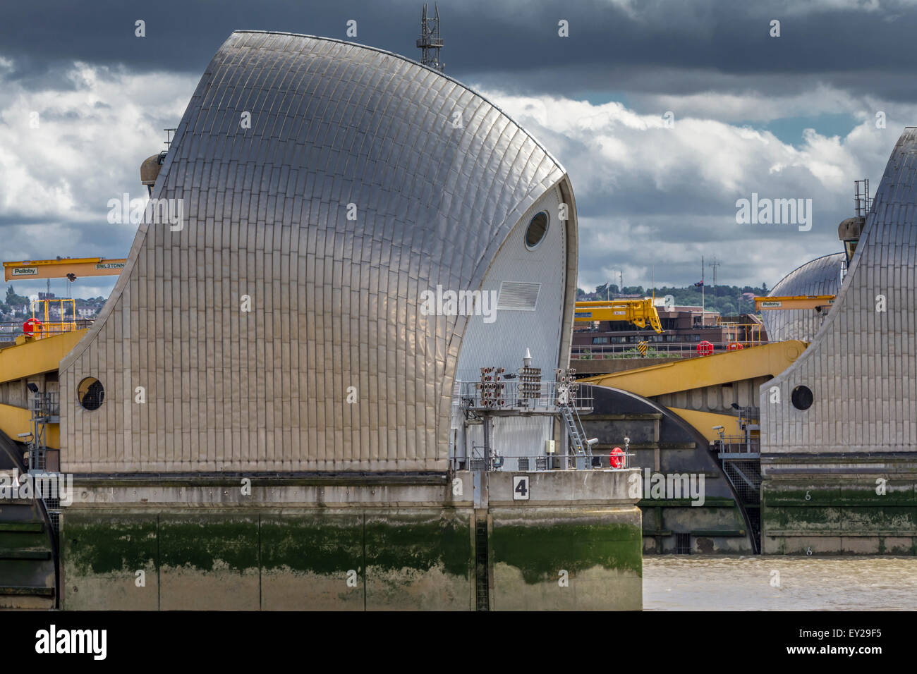 Close up of one of the River Thames Barrier flood defence gates which ...
