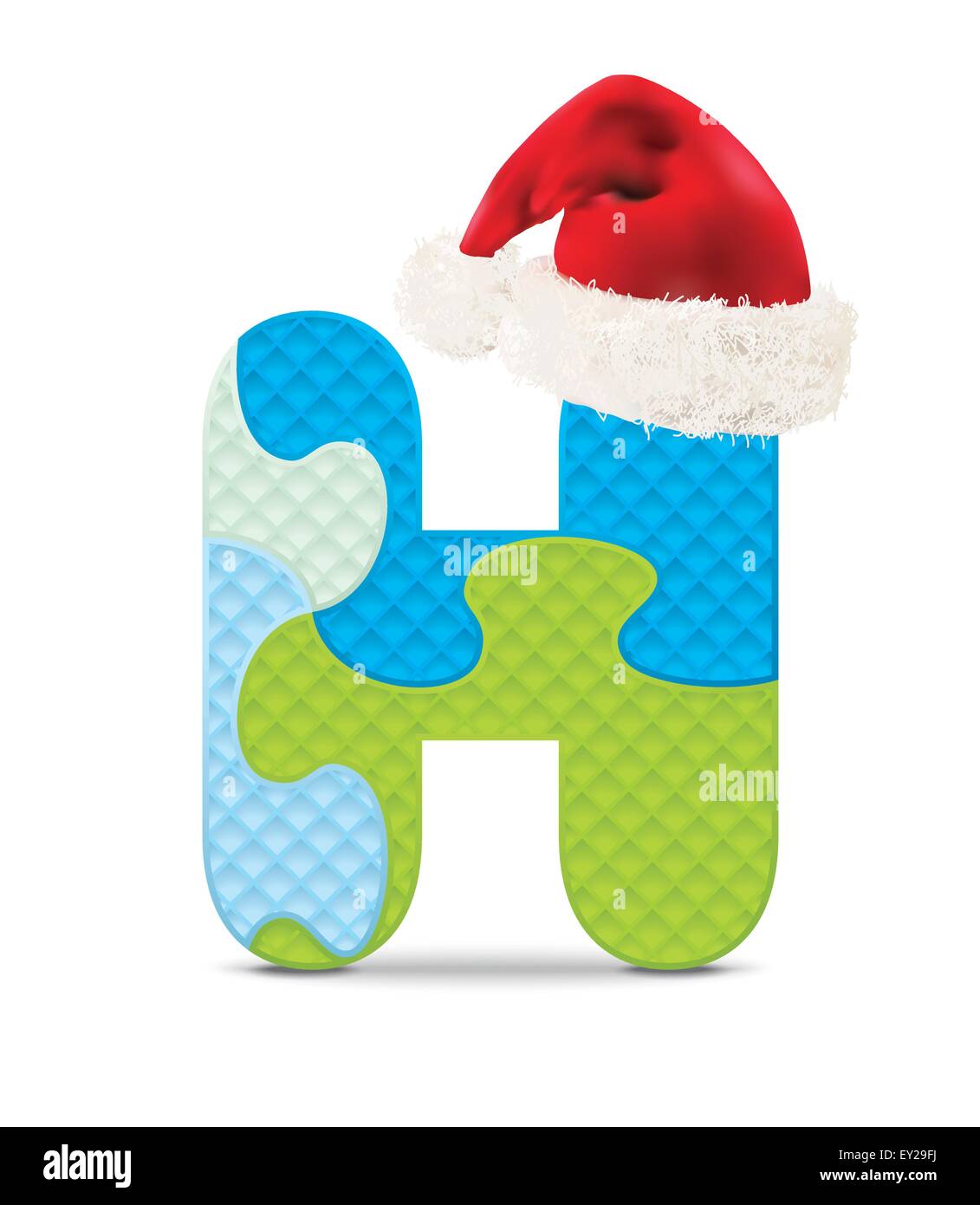 Letter H written with alphabet puzzle with christmas hat - vector ...