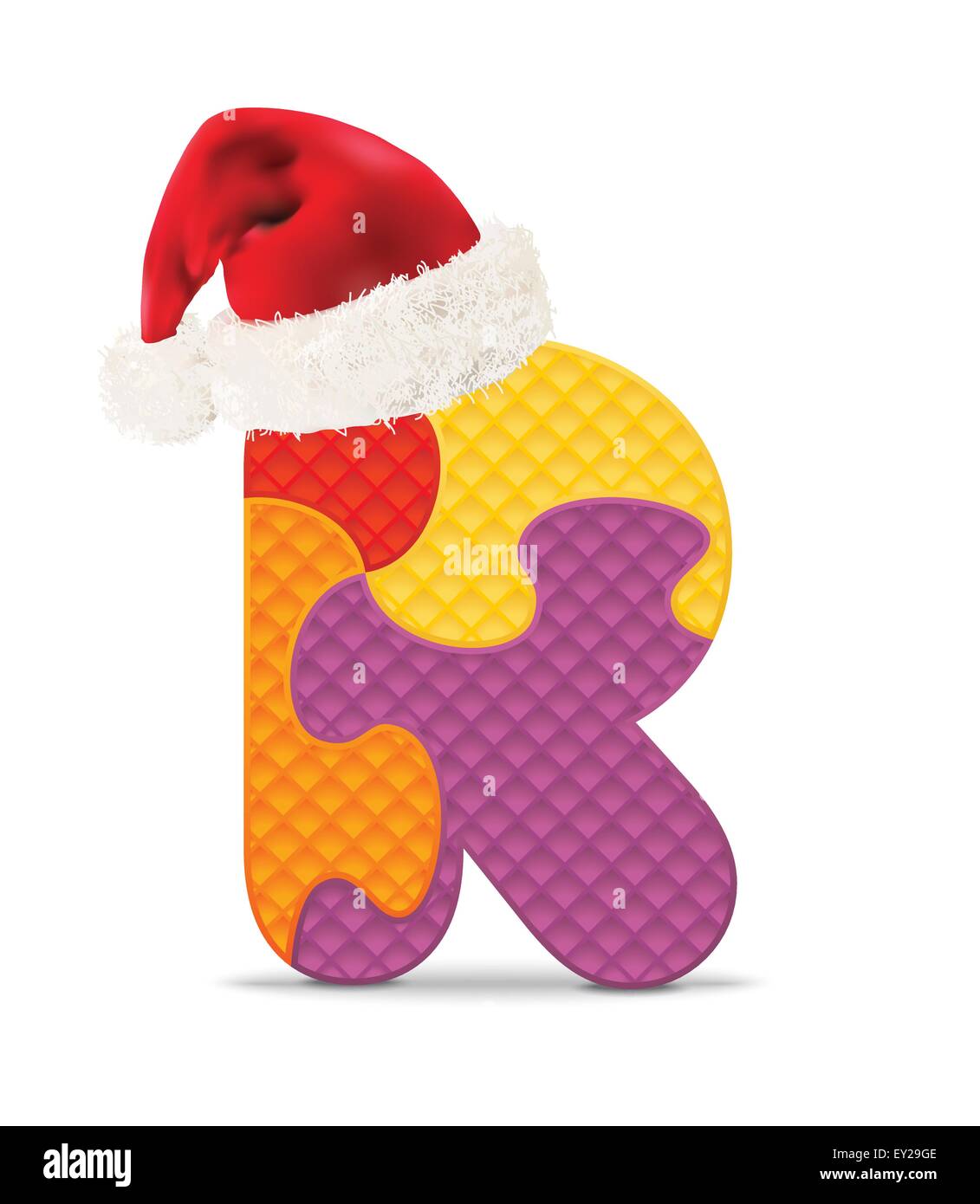 Letter R written with alphabet puzzle with christmas hat - vector ...