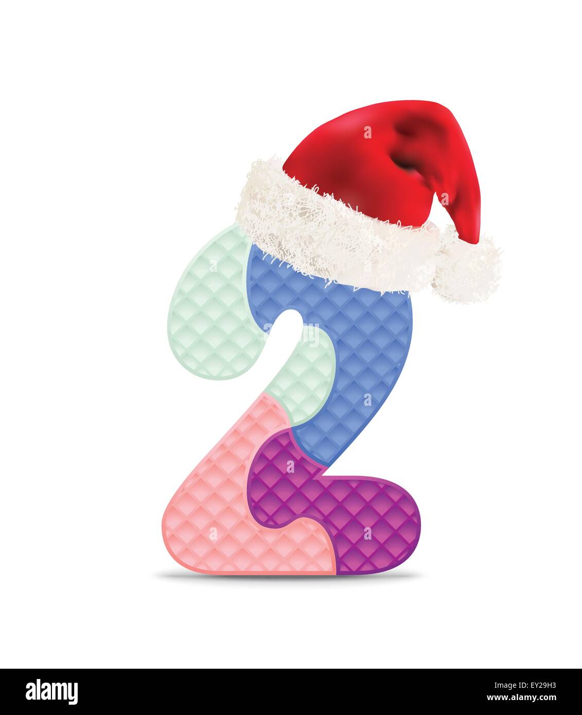 Number 2 written with alphabet puzzle with christmas hat - vector ...