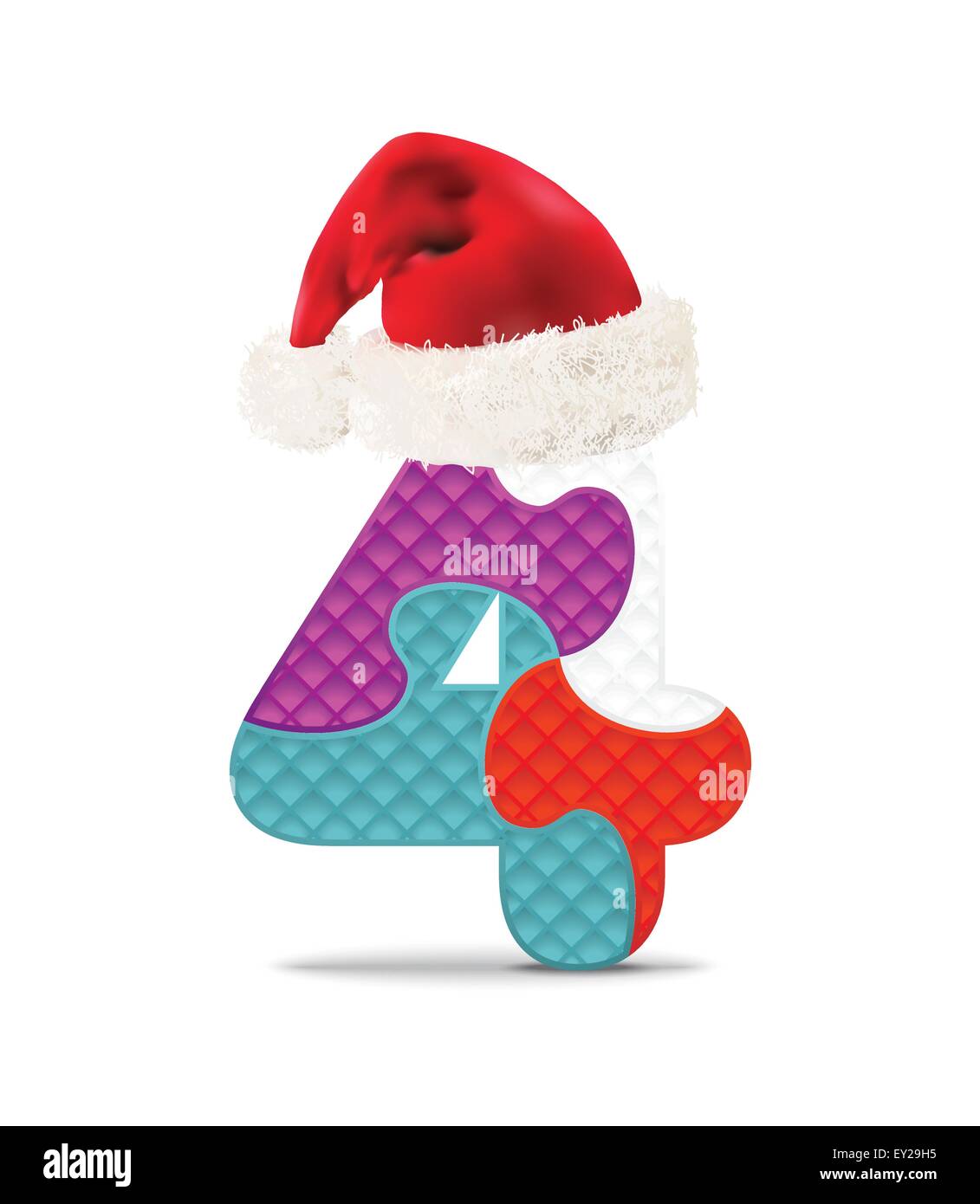 Number 4 written with alphabet puzzle with christmas hat - vector ...