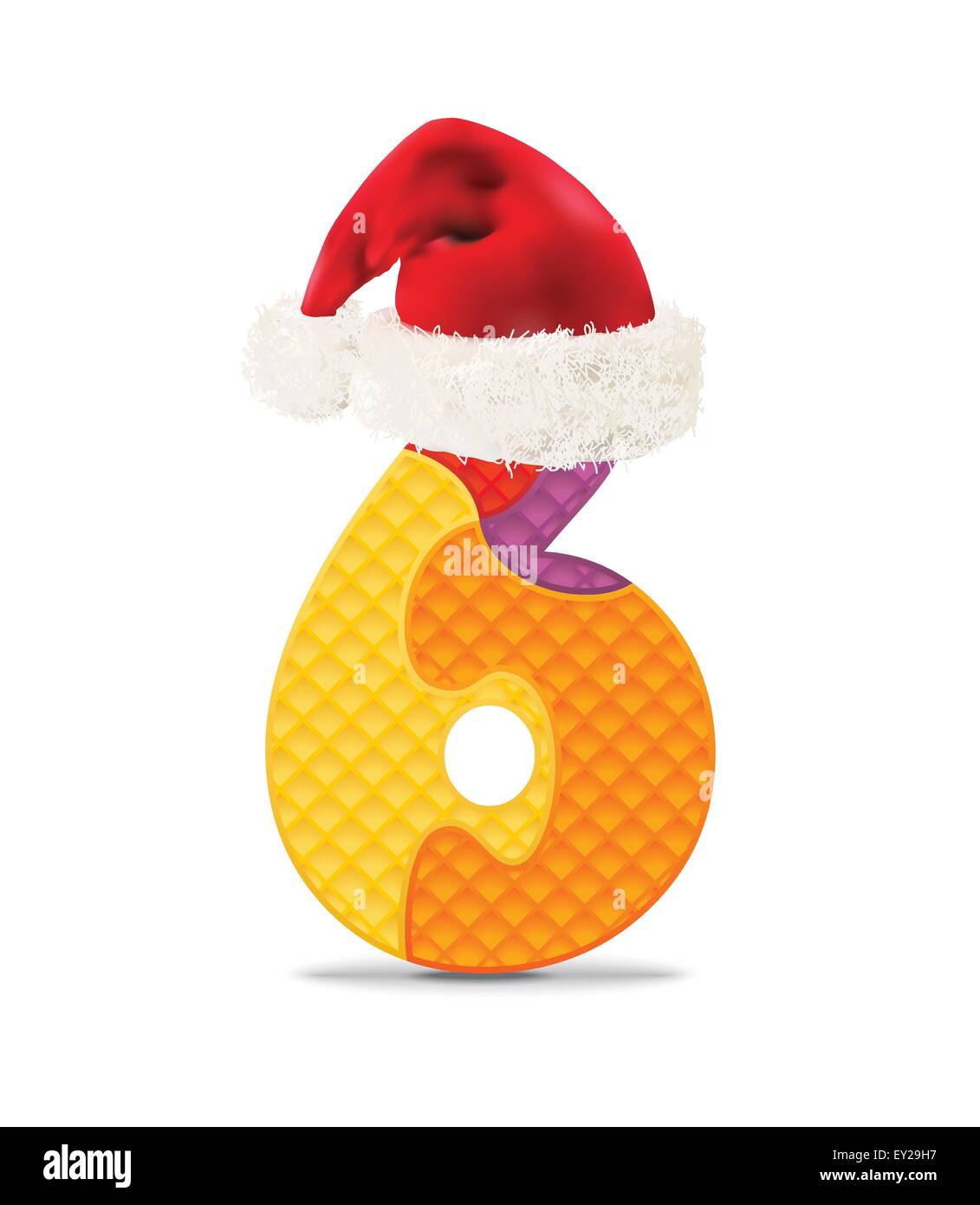 Number 6 written with alphabet puzzle with christmas hat - vector ...