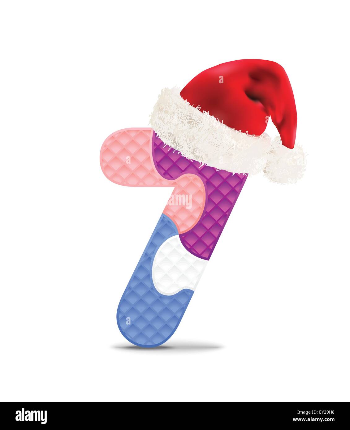 Number 7 written with alphabet puzzle with christmas hat - vector ...