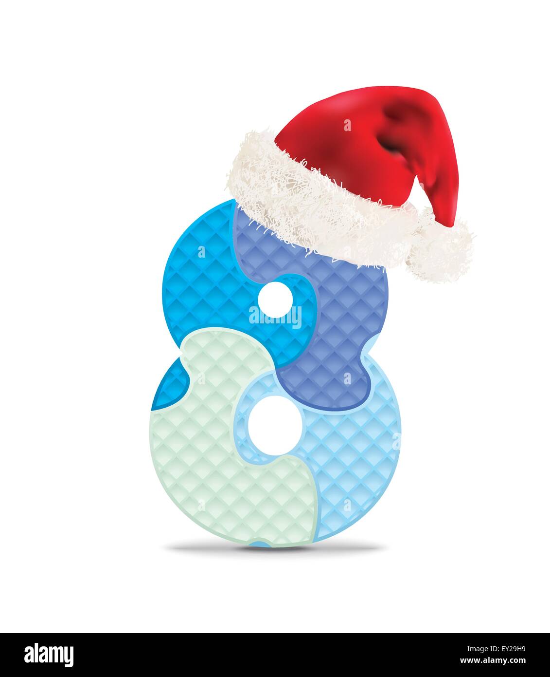 Number 8 written with alphabet puzzle with christmas hat - vector ...