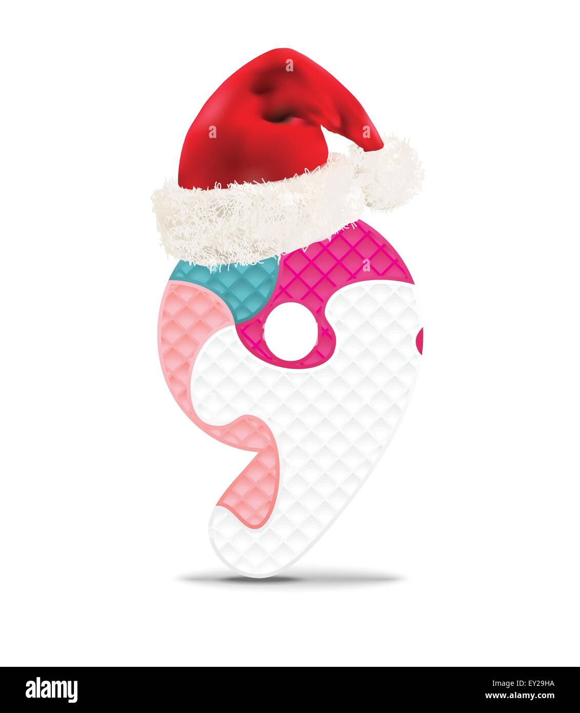 Number 9 written with alphabet puzzle with christmas hat - vector ...