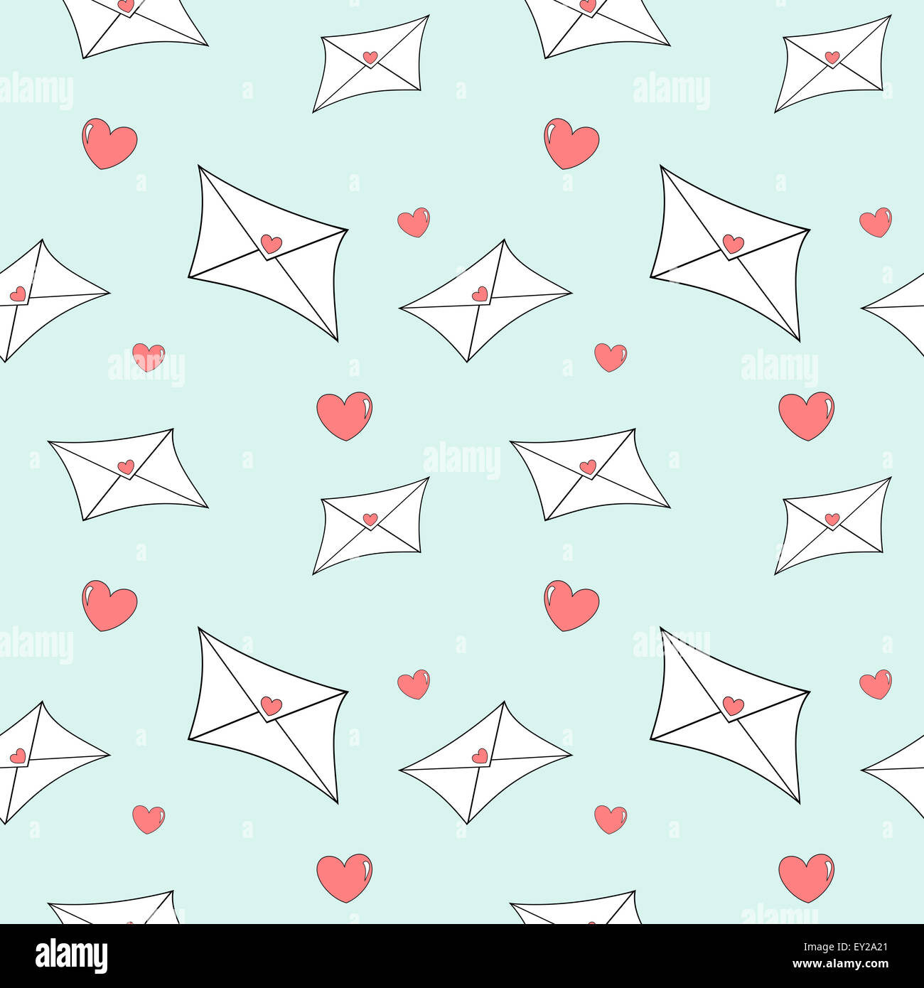 cute cartoon love mail letter seamless pattern illustration Stock Photo ...