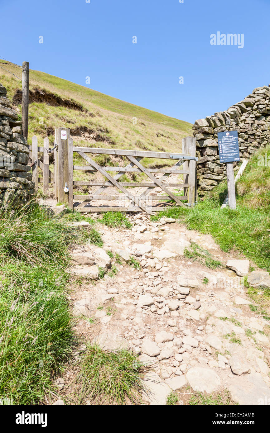 Gate, path and signs at the boundary of access land allowing freedom to ...