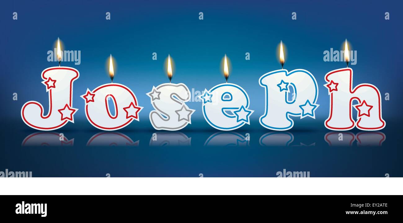 JOSEPH written with burning candles - vector illustration Stock Vector ...