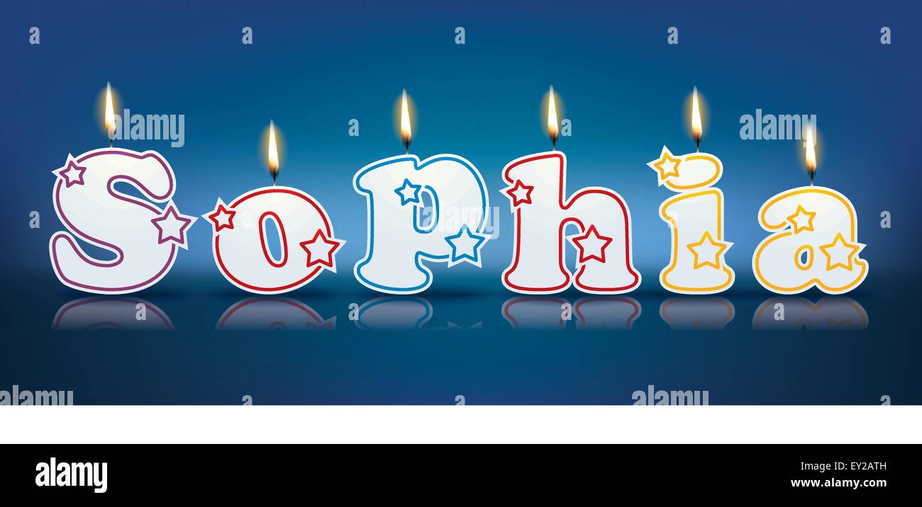 SOPHIA written with burning candles - vector illustration Stock Vector ...