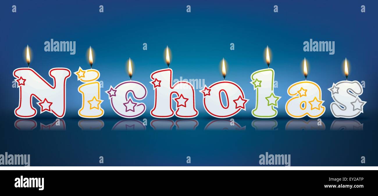 NICHOLAS written with burning candles - vector illustration Stock ...