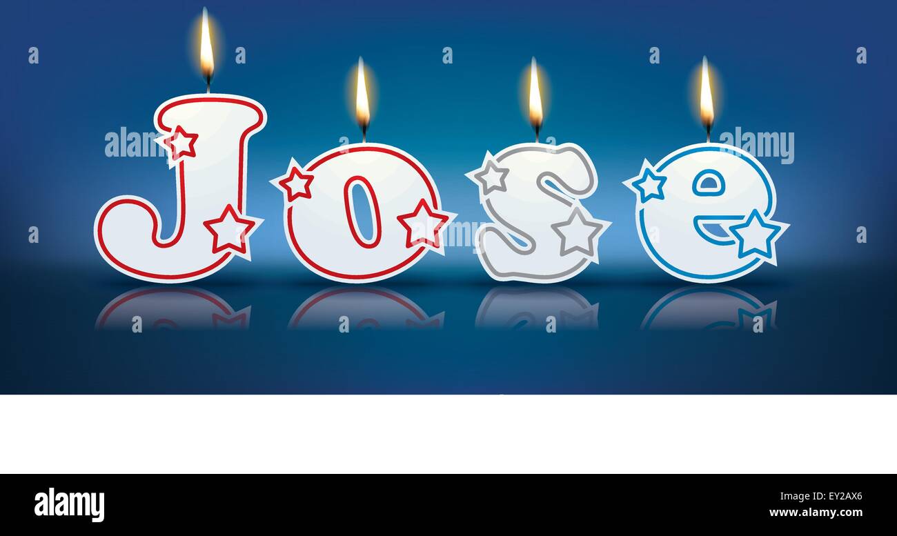 JOSE written with burning candles - vector illustration Stock Vector ...