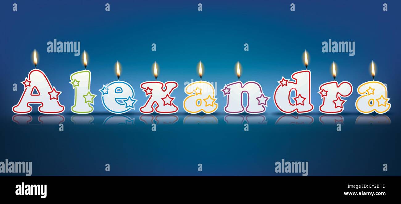 ALEXANDRA written with burning candles - vector illustration Stock ...