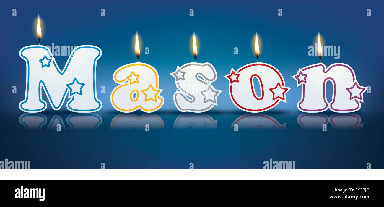 MASON written with burning candles - vector illustration Stock Vector ...