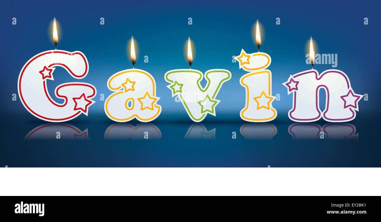 GAVIN written with burning candles - vector illustration Stock Vector ...