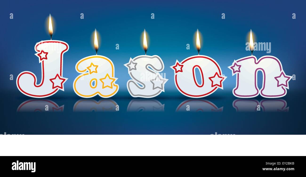 JASON written with burning candles - vector illustration Stock Vector ...
