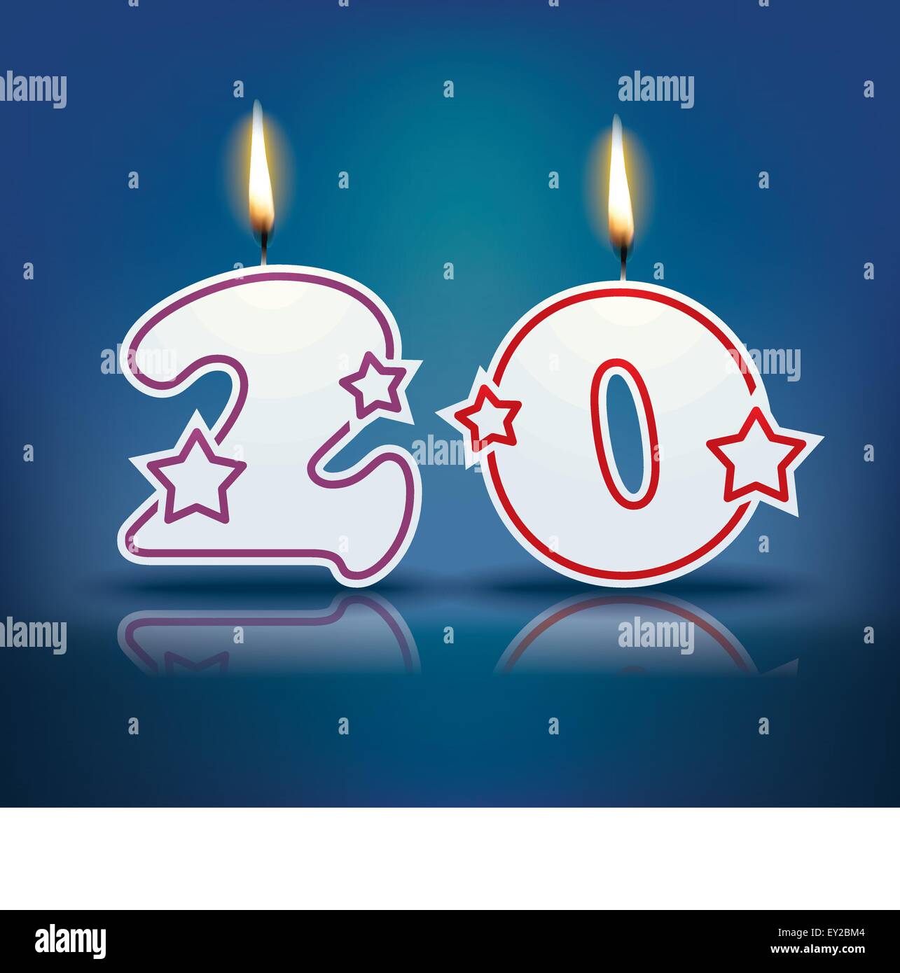 Birthday candle number 20 with flame - eps 10 vector illustration Stock ...