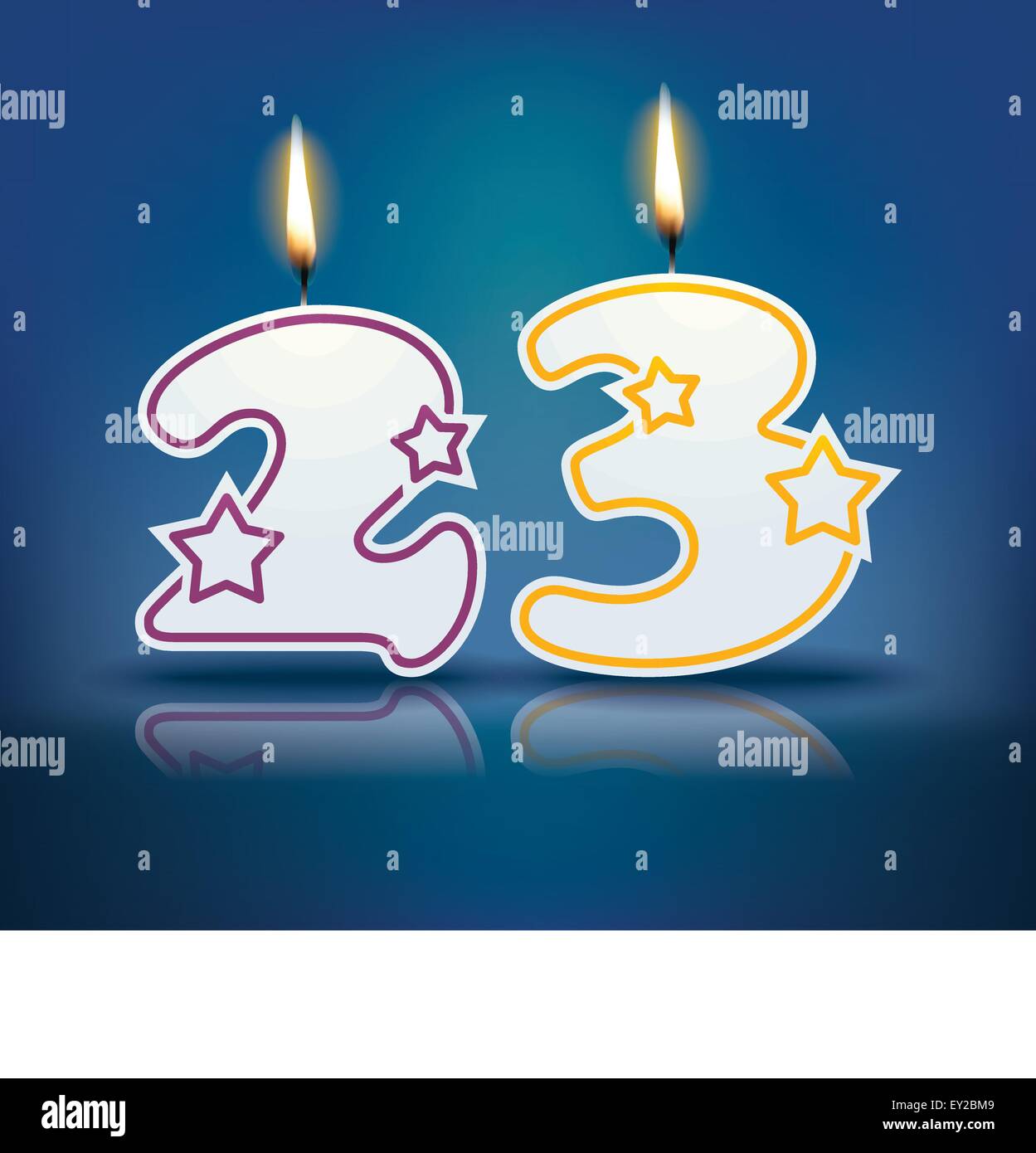 Birthday candle number 23 with flame - eps 10 vector illustration Stock ...