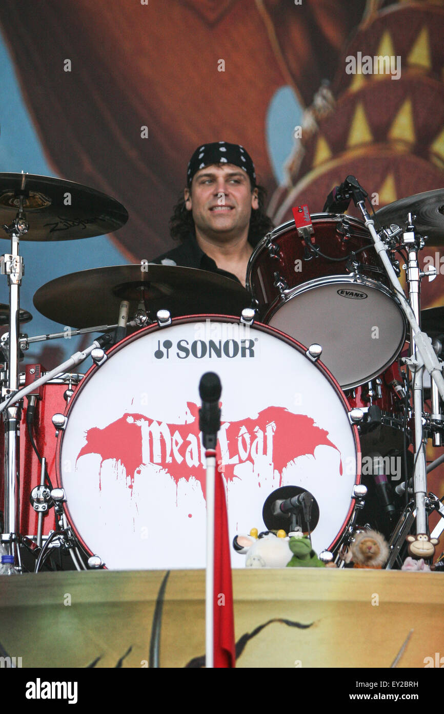 Meat Loaf concert in UK- John Miceli drummer Stock Photo - Alamy