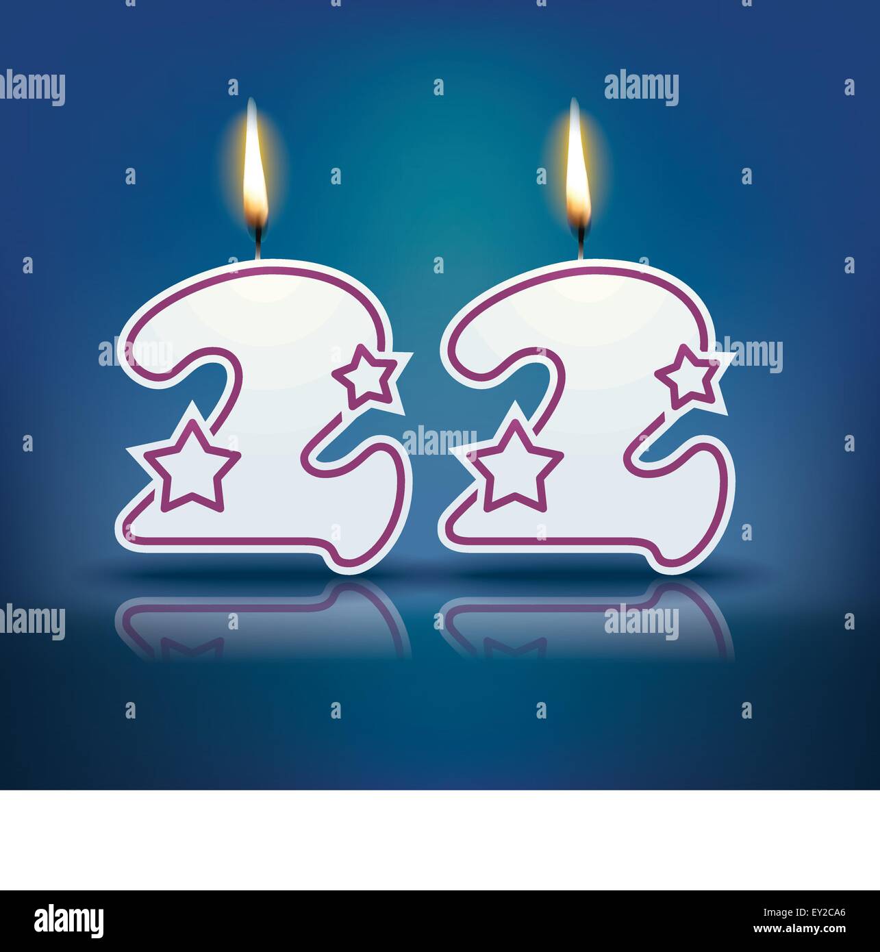 Birthday candle number 22 with flame - eps 10 vector illustration Stock ...