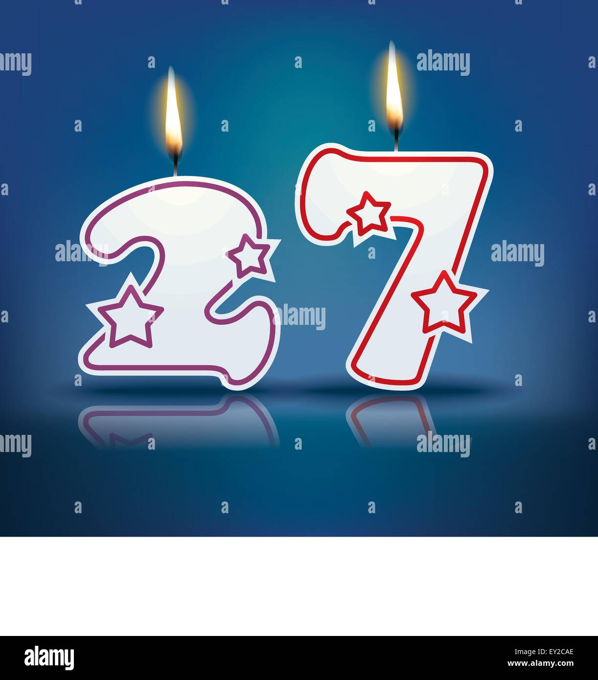 Birthday candle number 27 with flame - eps 10 vector illustration Stock ...