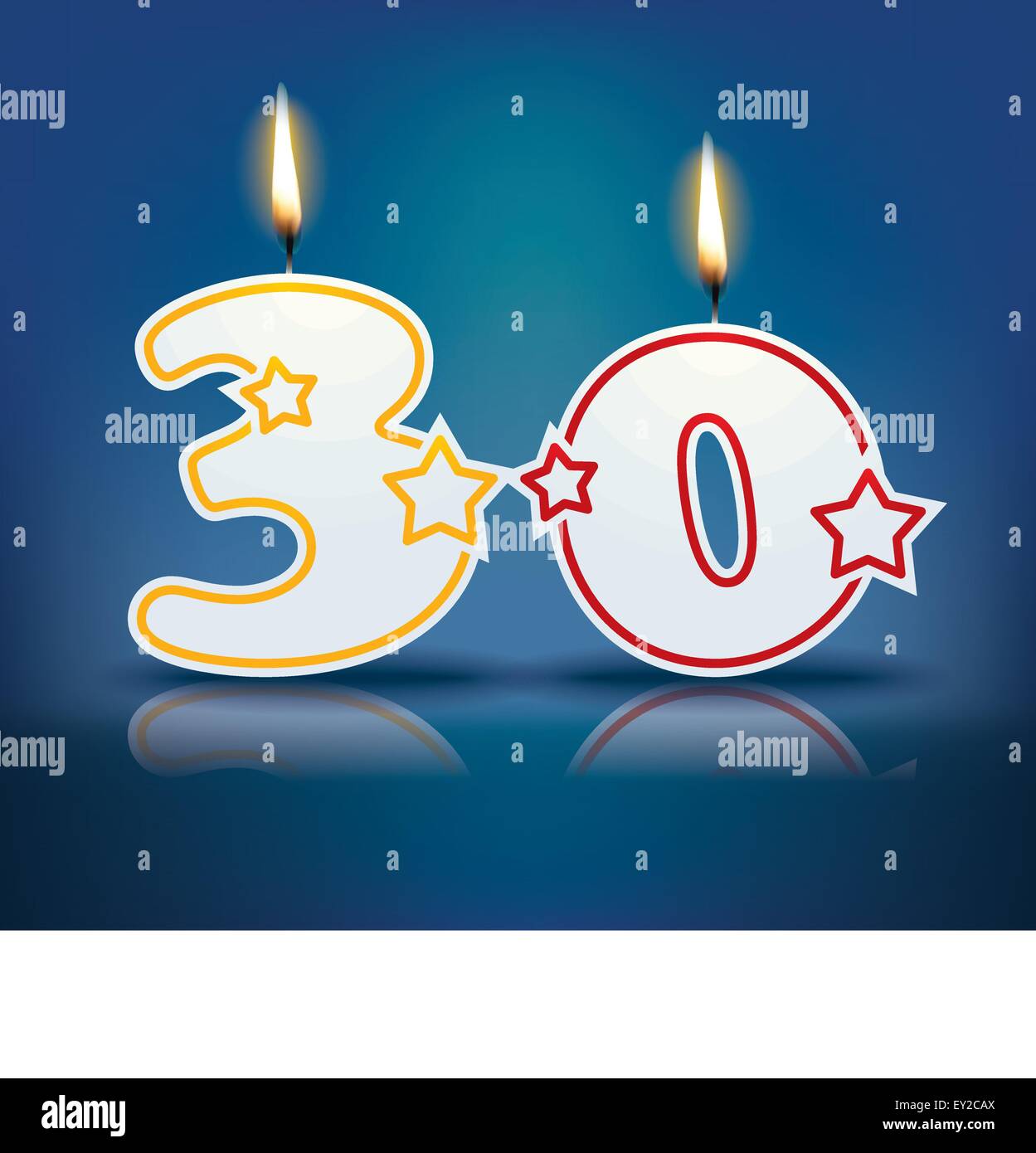 Birthday candle number 30 with flame - eps 10 vector illustration Stock ...