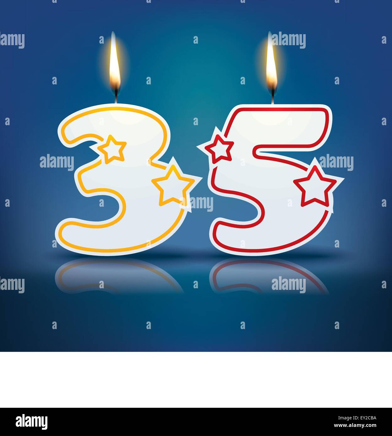 Birthday candle number 35 with flame - eps 10 vector illustration Stock ...