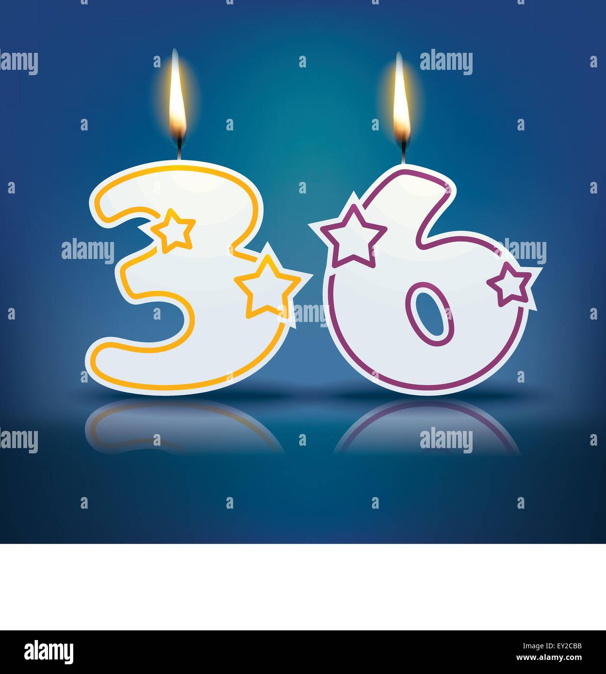 Birthday candle number 36 with flame - eps 10 vector illustration Stock ...