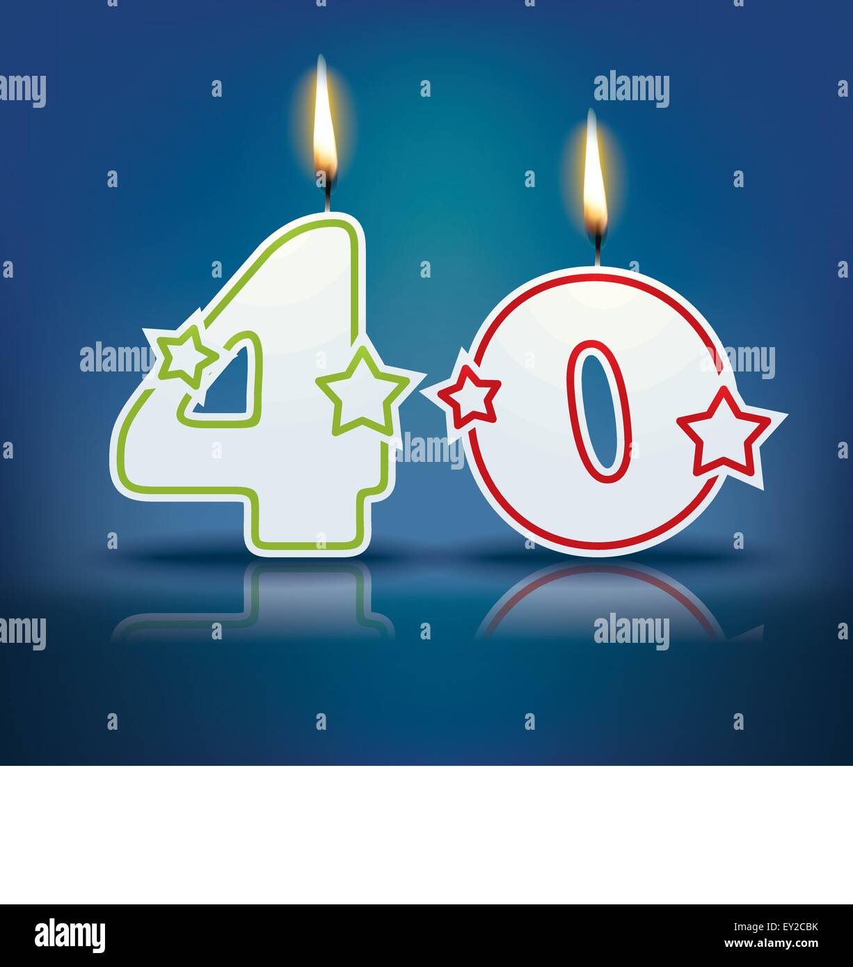 Birthday candle number 40 with flame - eps 10 vector illustration Stock ...