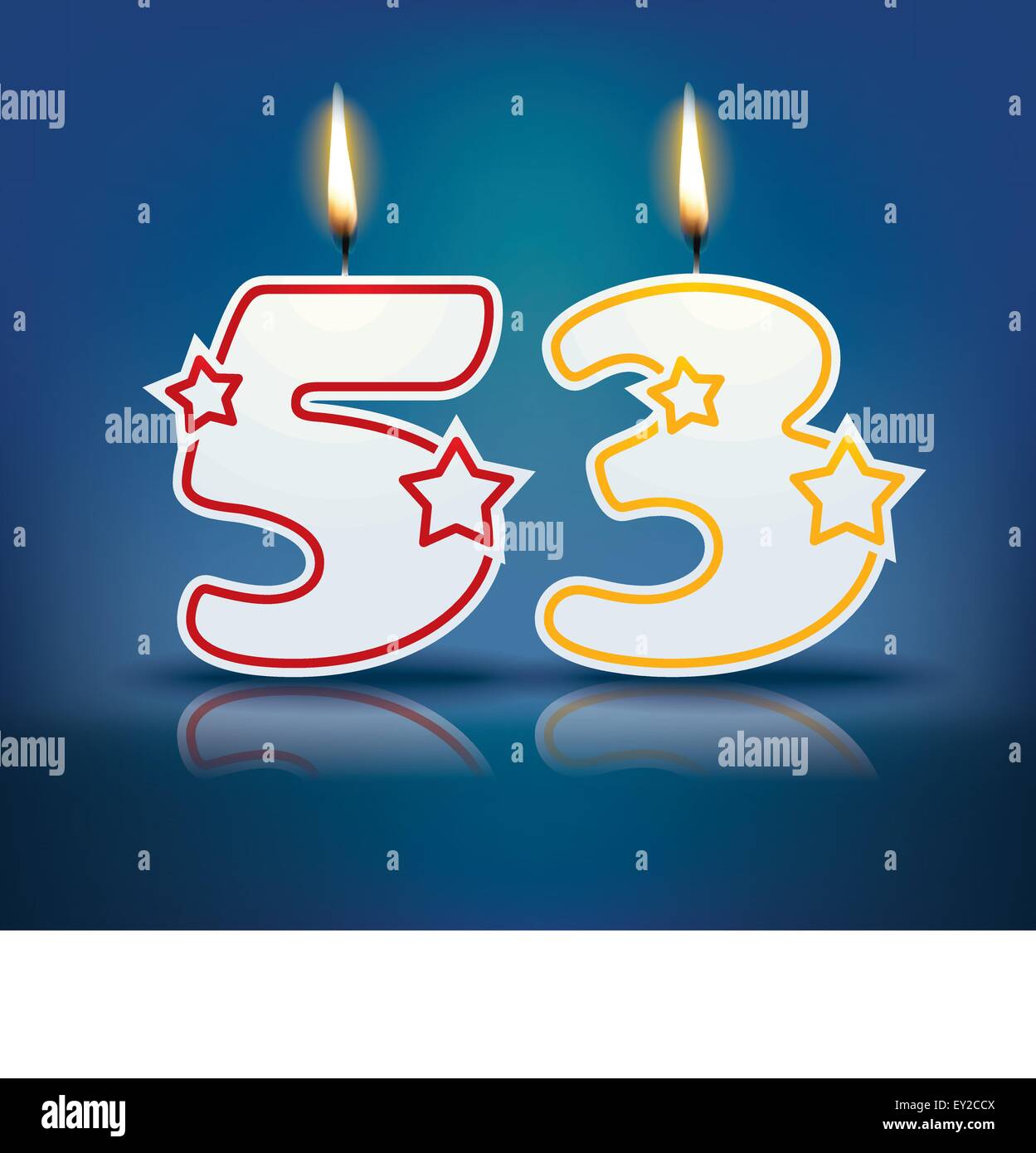 Birthday candle number 53 with flame - eps 10 vector illustration Stock ...