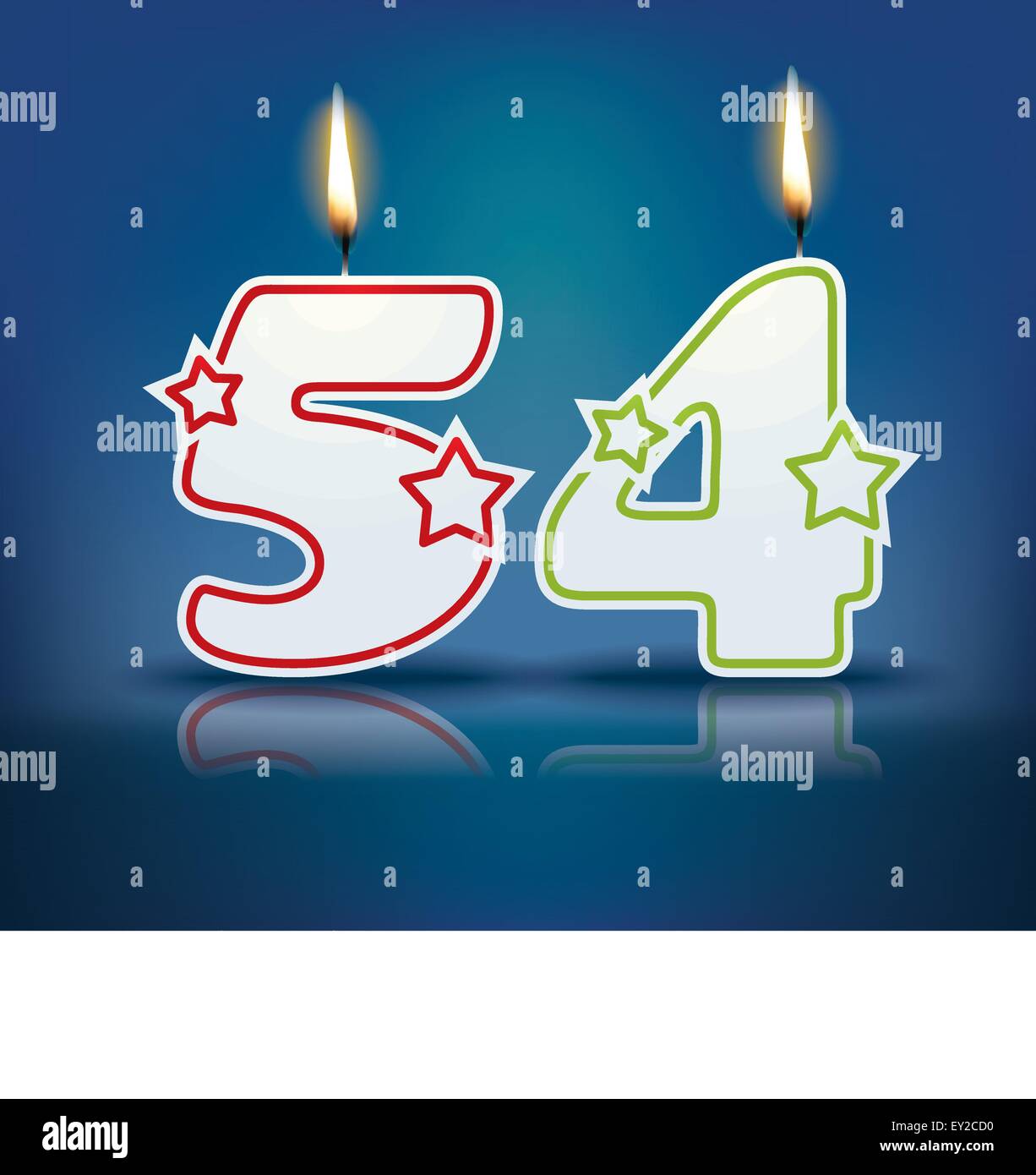 Birthday candle number 54 with flame - eps 10 vector illustration Stock ...